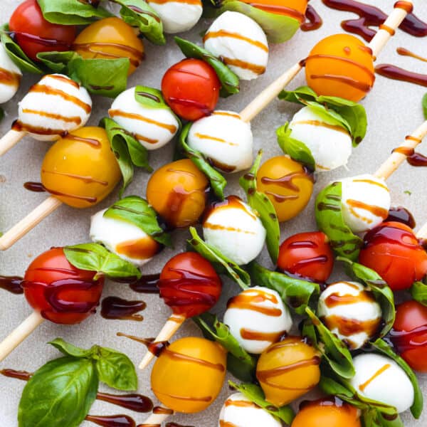 Caprese Skewers With Balsamic Reduction Drizzle | The Recipe Critic