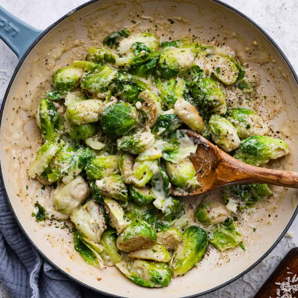 Creamy Parmesan Garlic Brussels Sprouts Recipe | The Recipe Critic