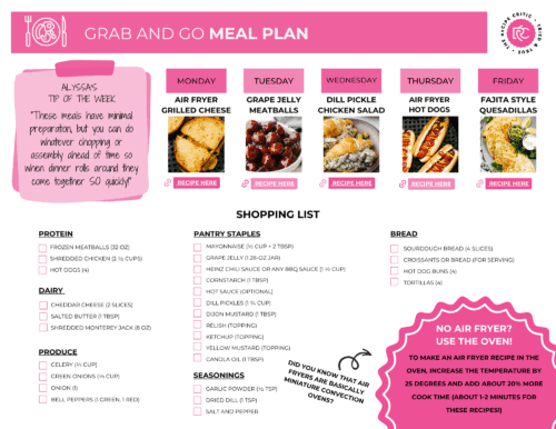 Grab and Go Meal Plan | The Recipe Critic