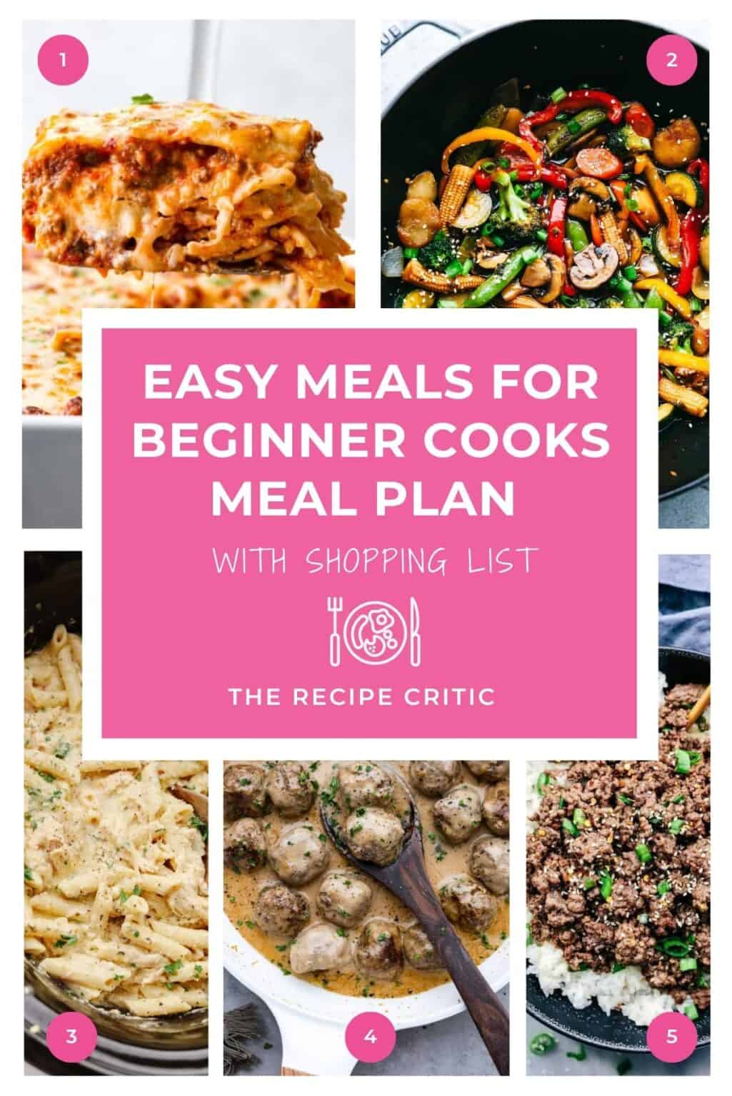 Easy Meals for Beginner Cooks Meal Plan | The Recipe Critic